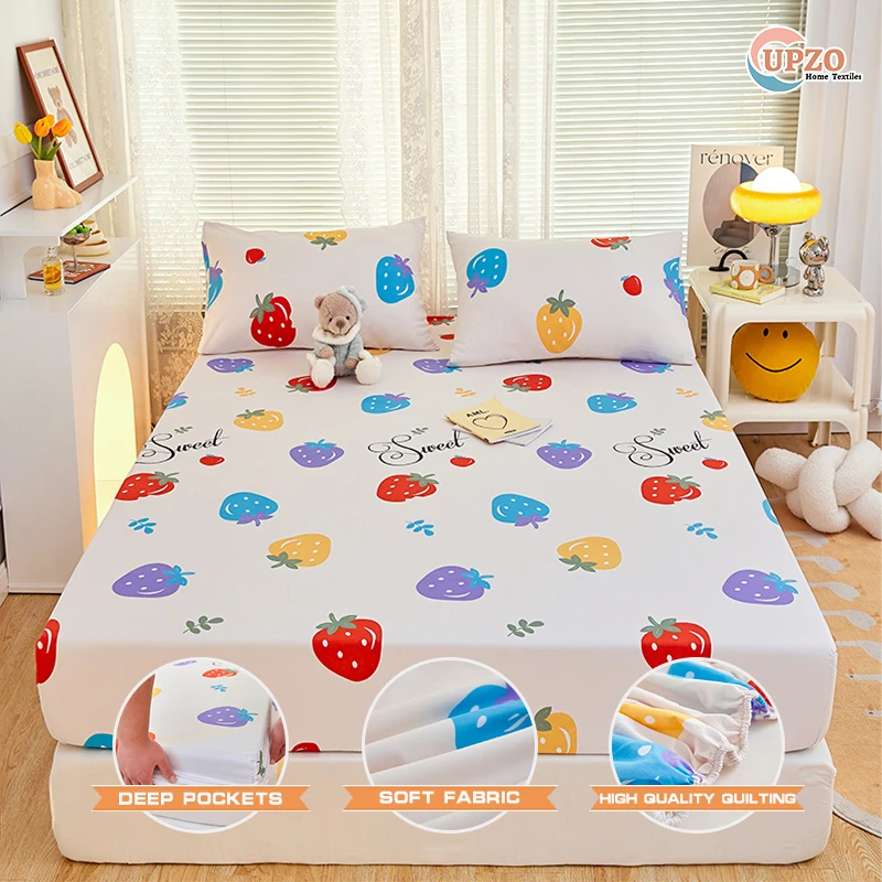 Cute-cartoon-fitted-sheet-Double-bed-cover-microfiber-polyester-bed ...