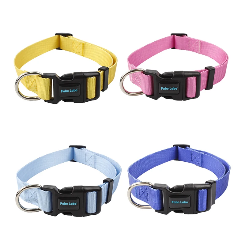 Basic Dogs Collar Nylon Gradient Solid Adjustable Comfortable DRing ...
