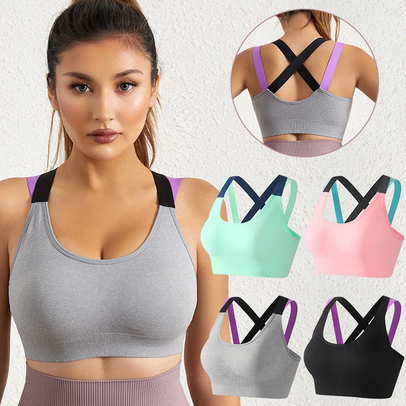 Women-Seamless-Bra-Sports-Fitness-Yoga-Bra-Shockproof-Gathering-Yoga-Sexy-Crop-Top-Wearing-No ...