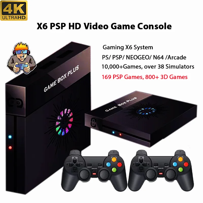 Retro Video Game Console X6 Pandora Gamebox 4K HD Output 2.4G Wireless ...
