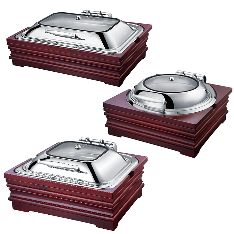 Wood-Buffet-Food-Warmer-Display-9L-Chafing-Dish-with-Stand-Tray ...