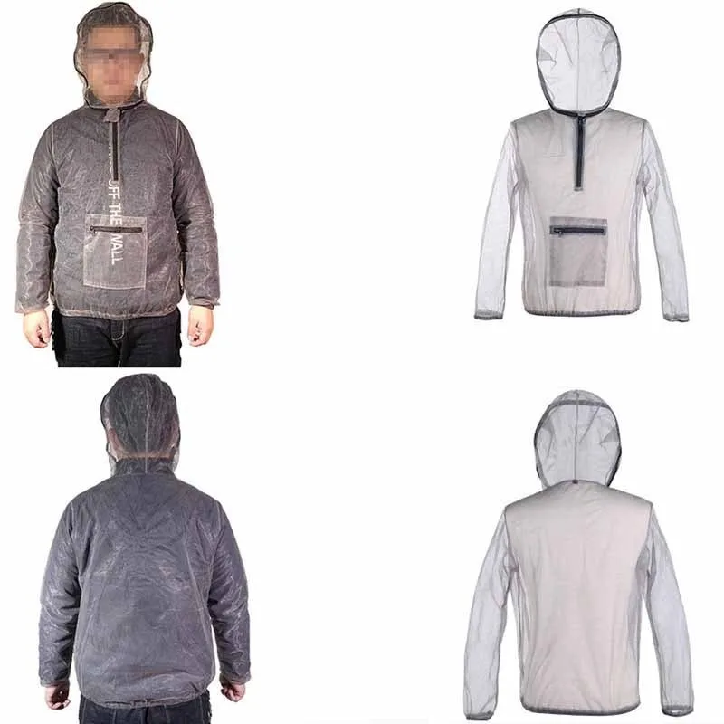 Outdoor Ultralight Mesh Hooded Bug Jacket Mesh Net Anti-mosquito ...