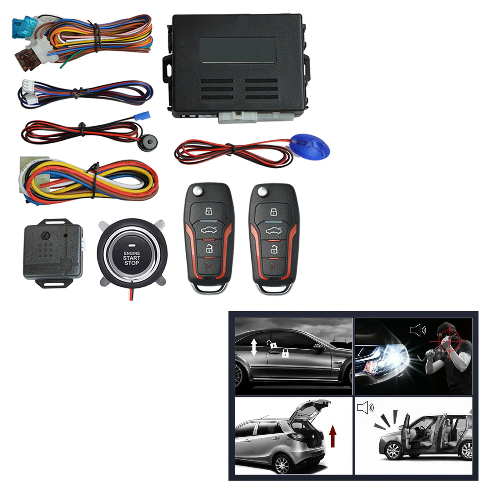 Car-Keyless-Entry-Engine-Start-Security-Alarm-Push-Button-Remote ...