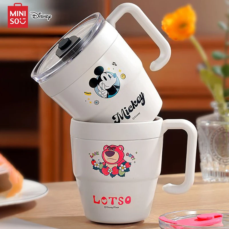 MINISO-Disney-Lotso-480ML-Thermos-Bottle-With-Straw-Cute-Cartoon-Mickey-Stainless-Steel-Coffee ...