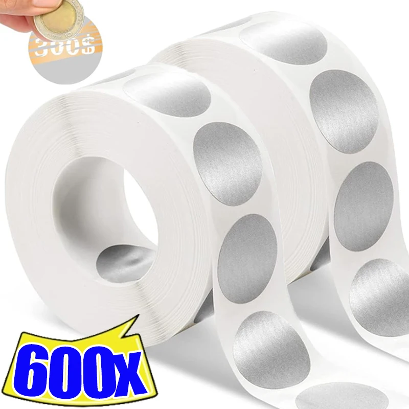 300-600Pcs-Scratch-Off-Stickers-Silver-Round-Shape-Labels-Sticker-DIY ...