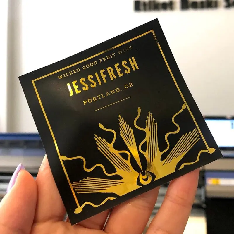 Square Black Gold Foil Sticker Custom Business Logo Wedding Custom ...