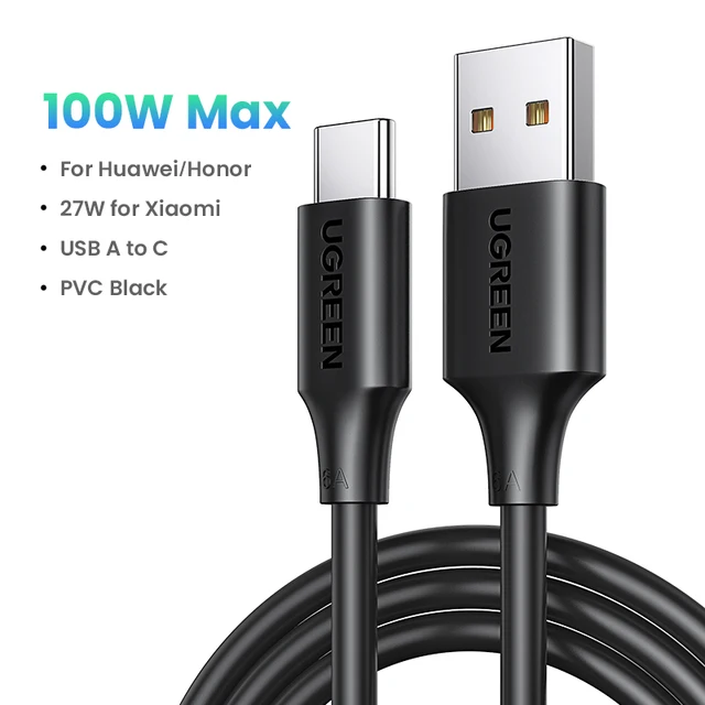 UGREEN-Cable USB tipo C 6A para Huawei Honor 100W/66W, cargador de carga rápida, Cable de datos ...
