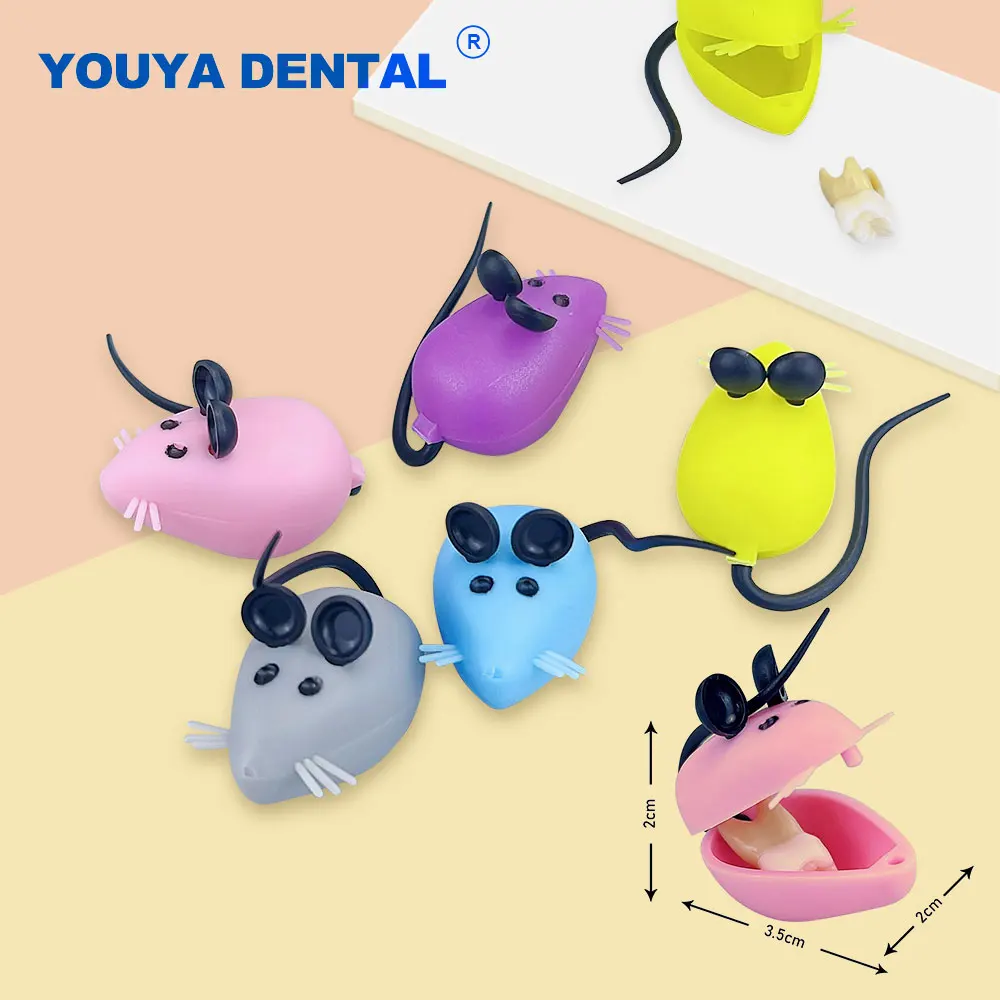 100pcs Cute 3D Mouse Shaped Tooth Storage Box Teeth Organizer Container ...