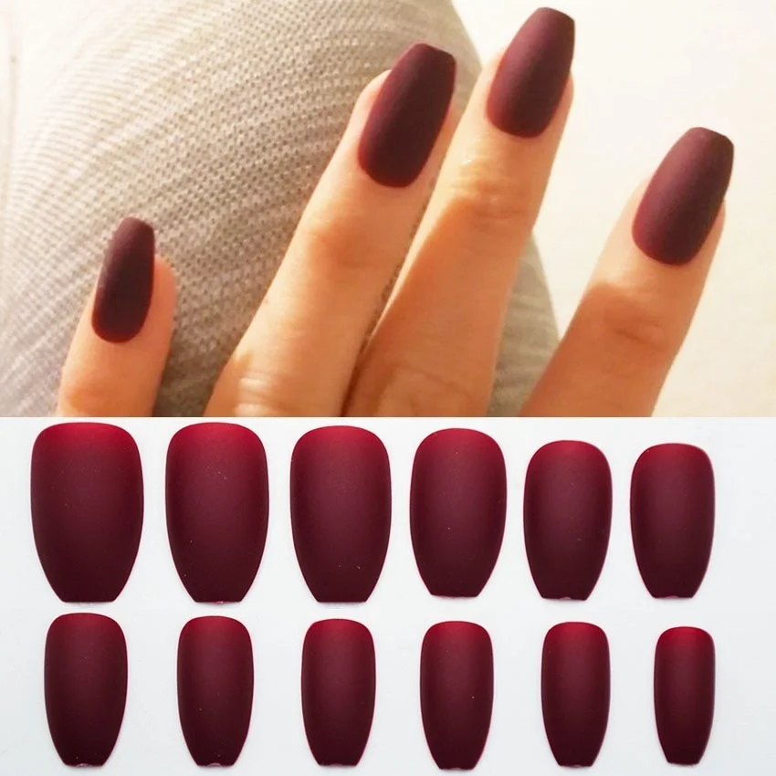 Red Matte Coffin Nails