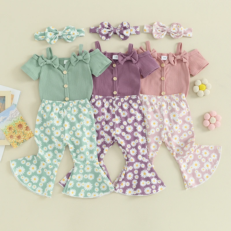 Pudcoco-Infant-Baby-Girls-Spring-Outfits-Short-Sleeve-Bow-Front-Romper ...