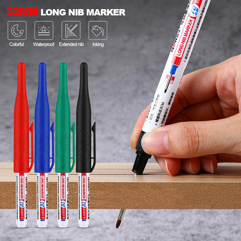 32mm-Extra-Long-Nib-Marker-Pens-Refillable-Marking-Pen-Carpentry ...