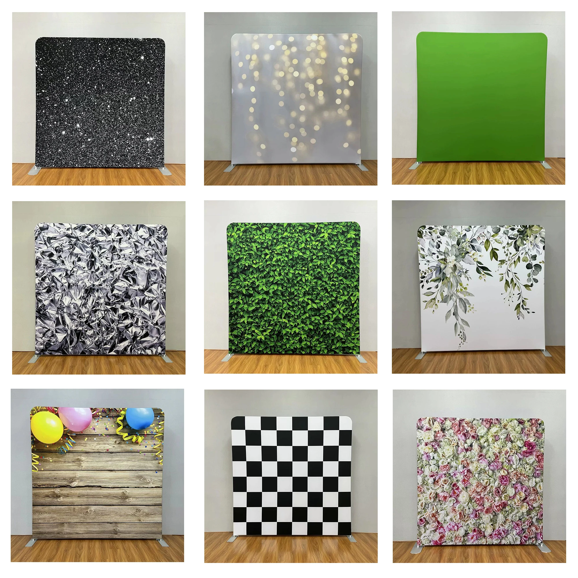 2-stands-with-6-double-sided-tension-fabric-pillow-top-backdrop-cover ...