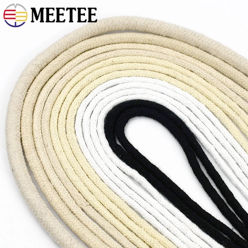 20Meters Meetee 4/6/8/10mm Cotton Rope Core Spun Cords Twisted Thread ...