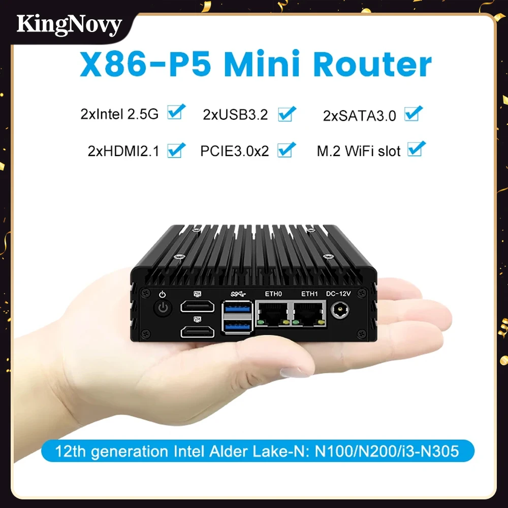 New-X86-P5-Fanless-Mini-PC-Firewall-Router-12th-Gen-Intel-i3-N305-N100 ...
