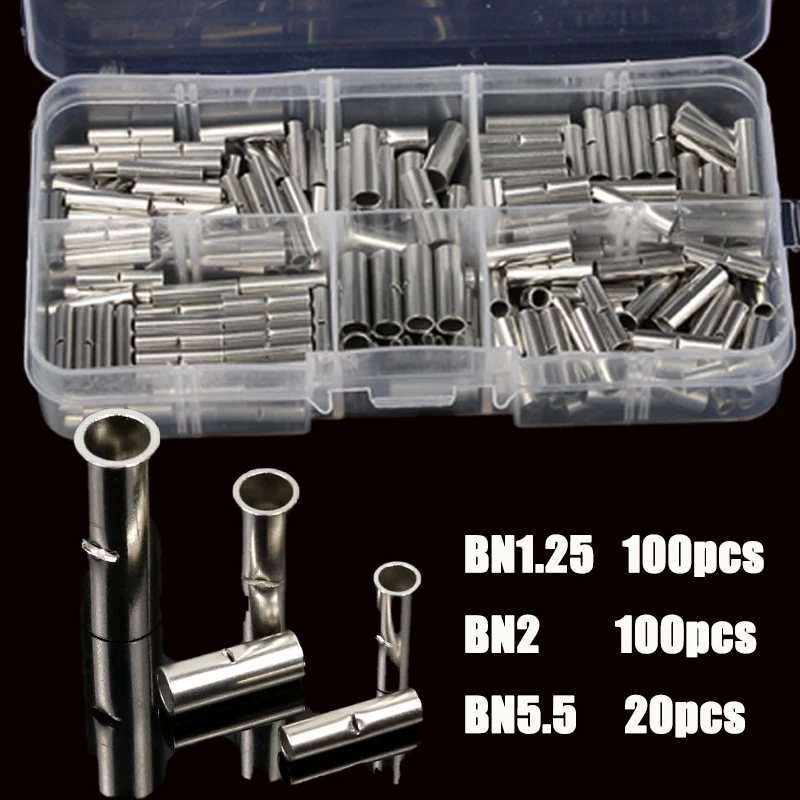 220pcs Uninsulated Butt Wire Connector AWG 22-10 Copper Tinned Splice ...