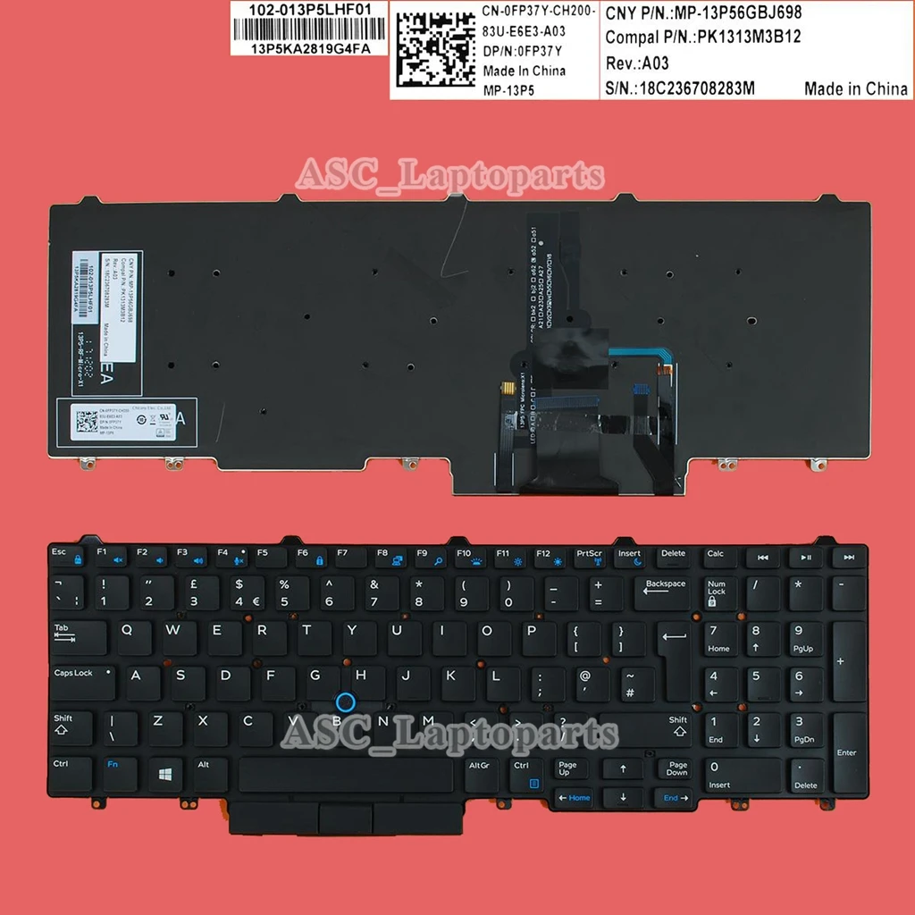 New UK QWERTY Keyboard For DELL Latitude 5550 5580 5590 5591 Precision ...
