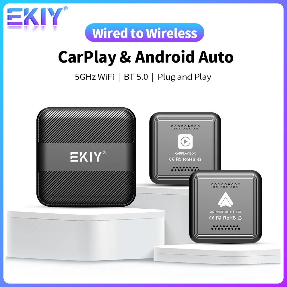 EKIY Mini Car Play Box Wired To Wireless Carplay Android Auto Adapter ...