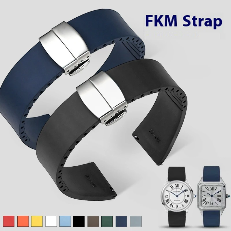 New FKM Strap 18mm 20mm 21mm 22mm Quick Release Fluoro Rubber Universal ...