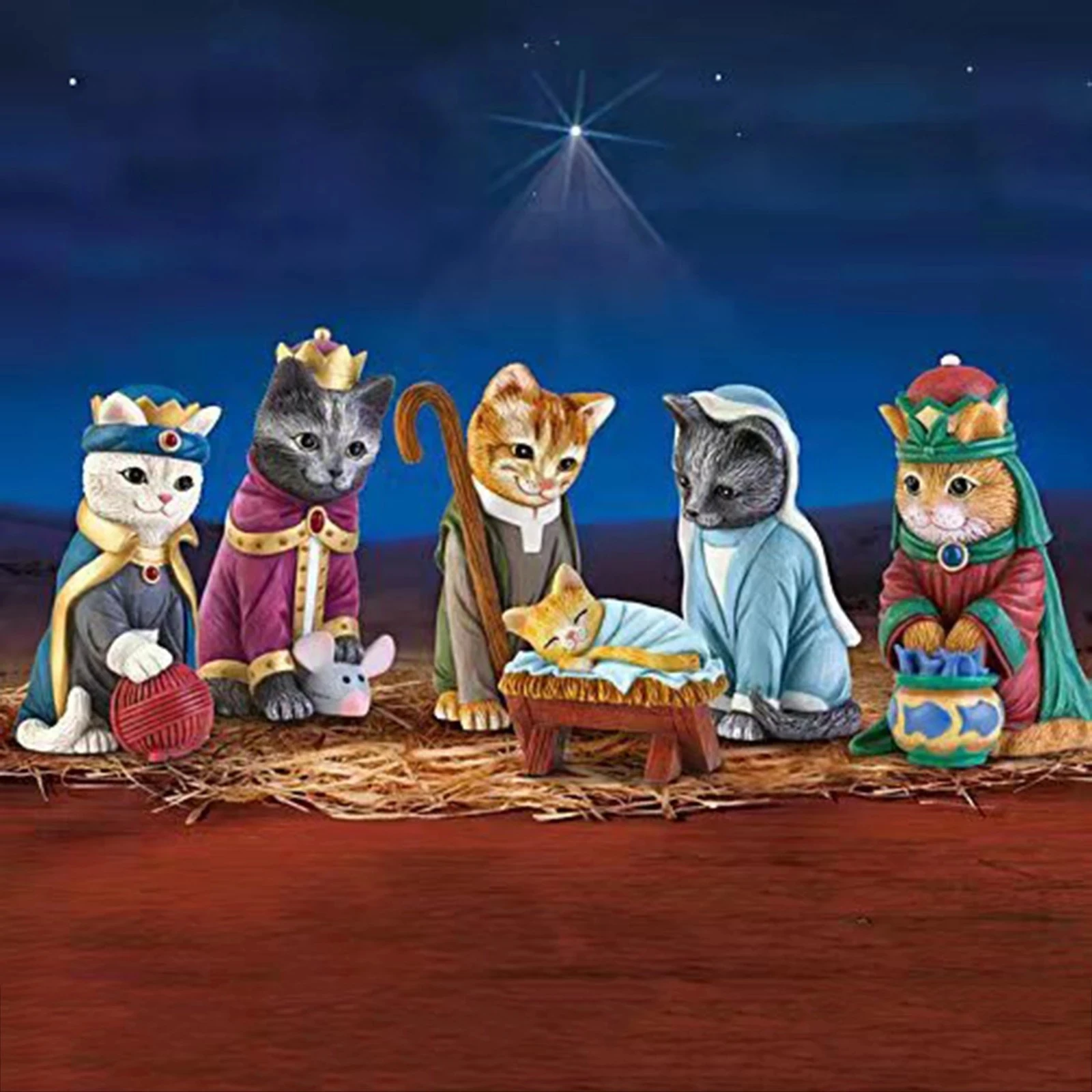 Nativity-Royal-Cats-Christmas-Decoration-Resin-Crafts-Animal-Cat ...