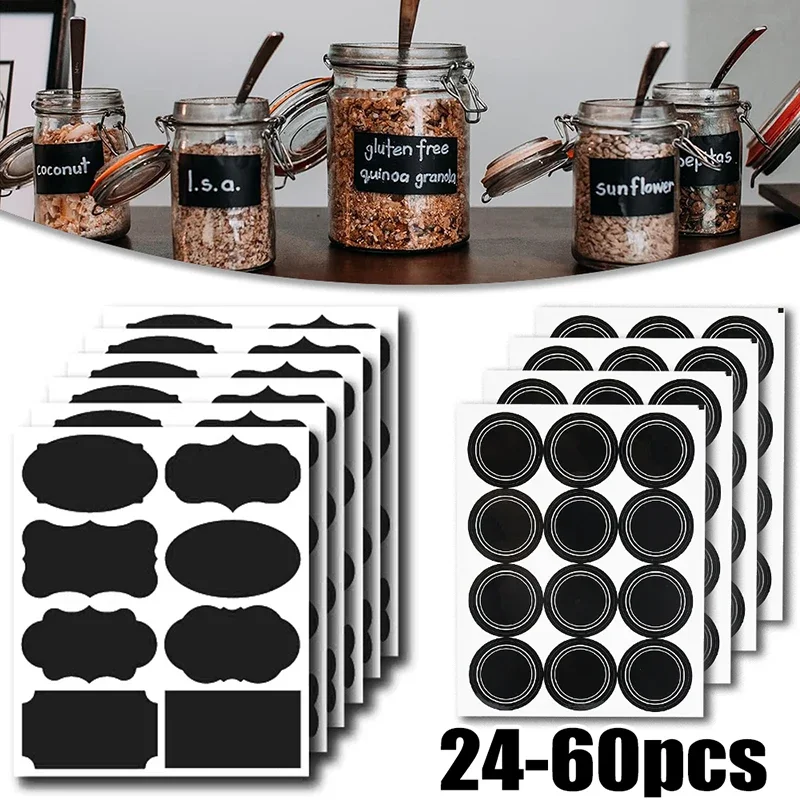 24-60PCS-Set-Jars-Labels-Erasable-Chalkboard-Sticker-Waterproof-Craft ...
