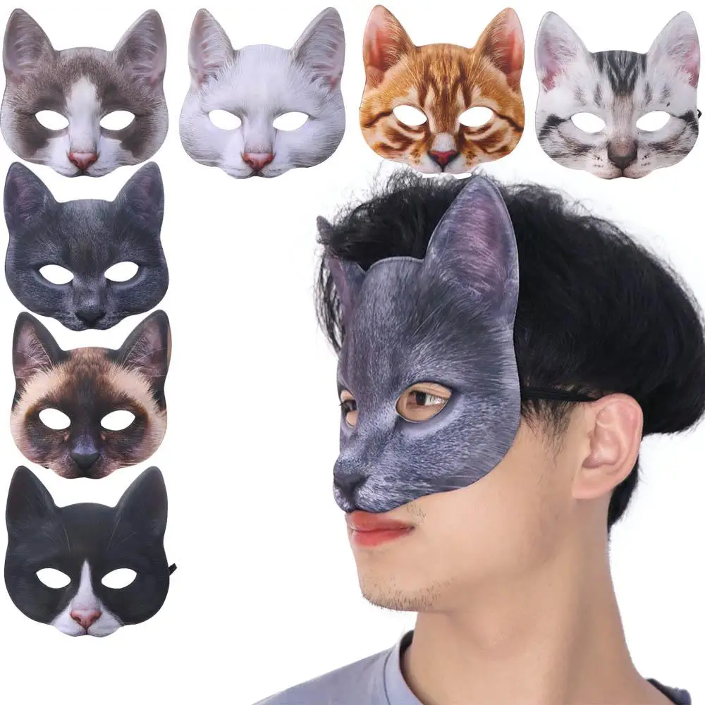 Halloween-Cosplay-Mask-Cat-Children-Face-Half-Face-Cover-Party-Playing ...