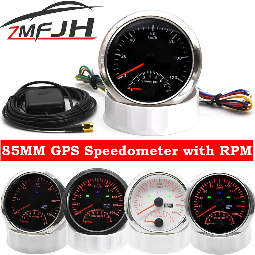 Universal-85mm-GPS-Speedometer-Gauge-120km-h-200km-h-200MPH-GPS-Speed ...