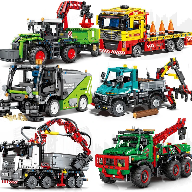 City-Technical-Truck-Building-Blocks-Farm-Harvester-Tractor-Towing ...