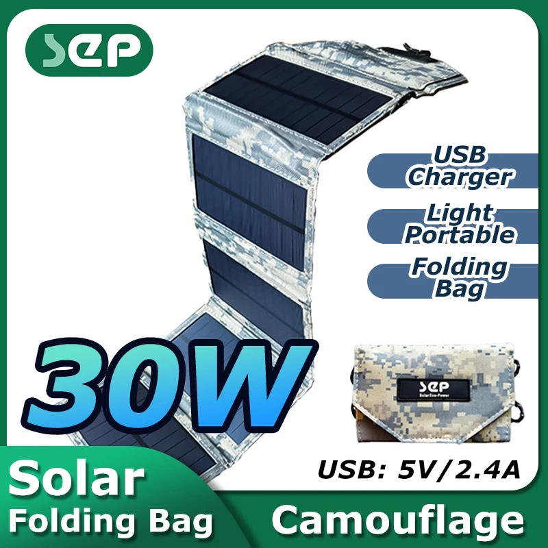30W-Folding-Solar-Panel-USB-5V-Waterproof-Solar-Charger-Portable-Mobile ...