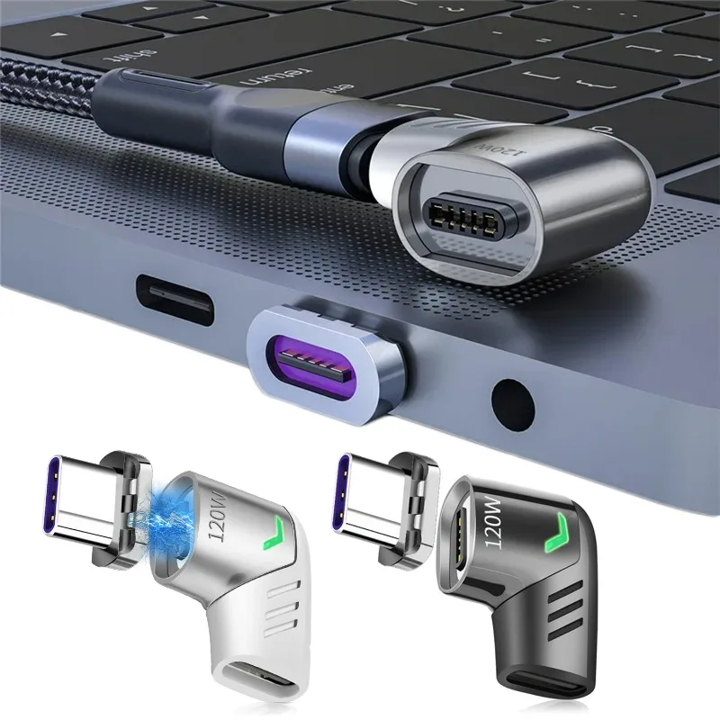 USB-C-To-Type-C-Magnetic-Adapter-480Mbps-PD-120W-Fast-Charge-Elbow ...
