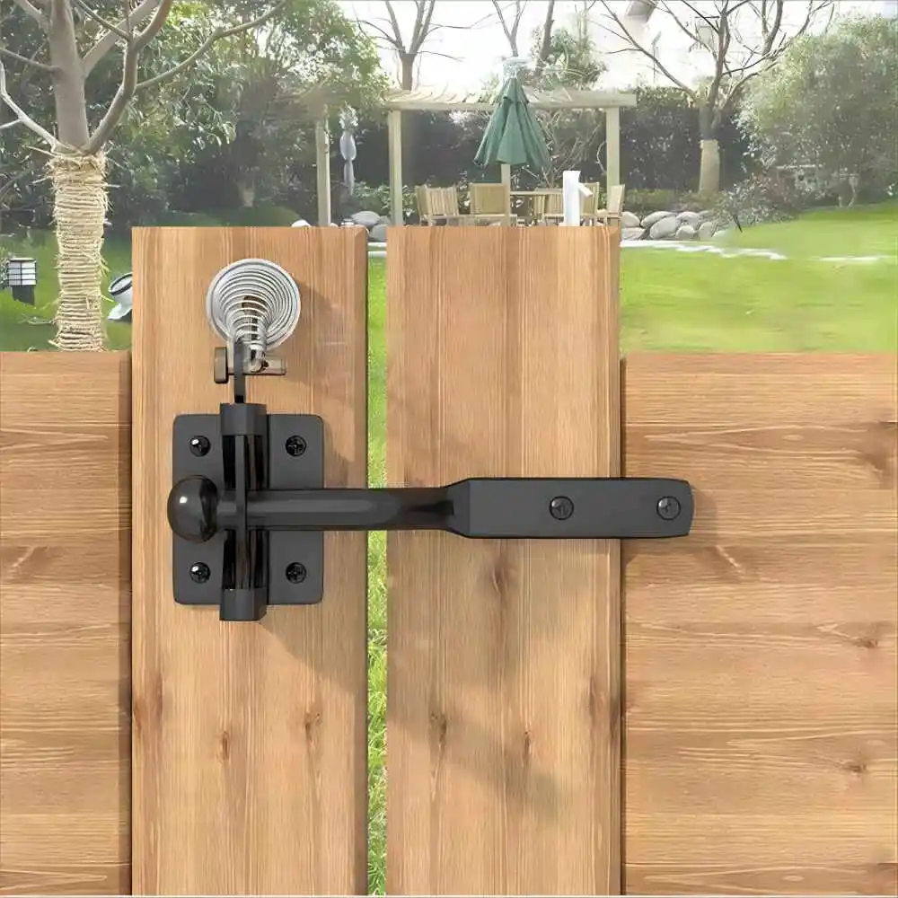 Self-Locking-Fence-Gate-Latch-Carbon-Steel-Lock-Post-Mount-Spring-Heavy ...