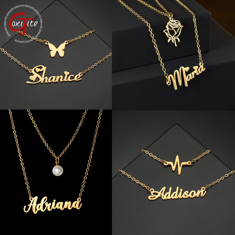Goxijite-Personalized-Double-Layer-Name-Necklace-For-Women-Custom-More ...