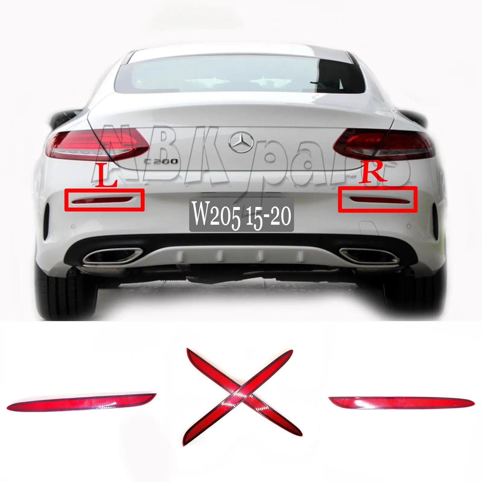 Rear-Reflector-Fit-15-20-Mercedes-Benz-C-class-W205-coupe-C180-C200 ...