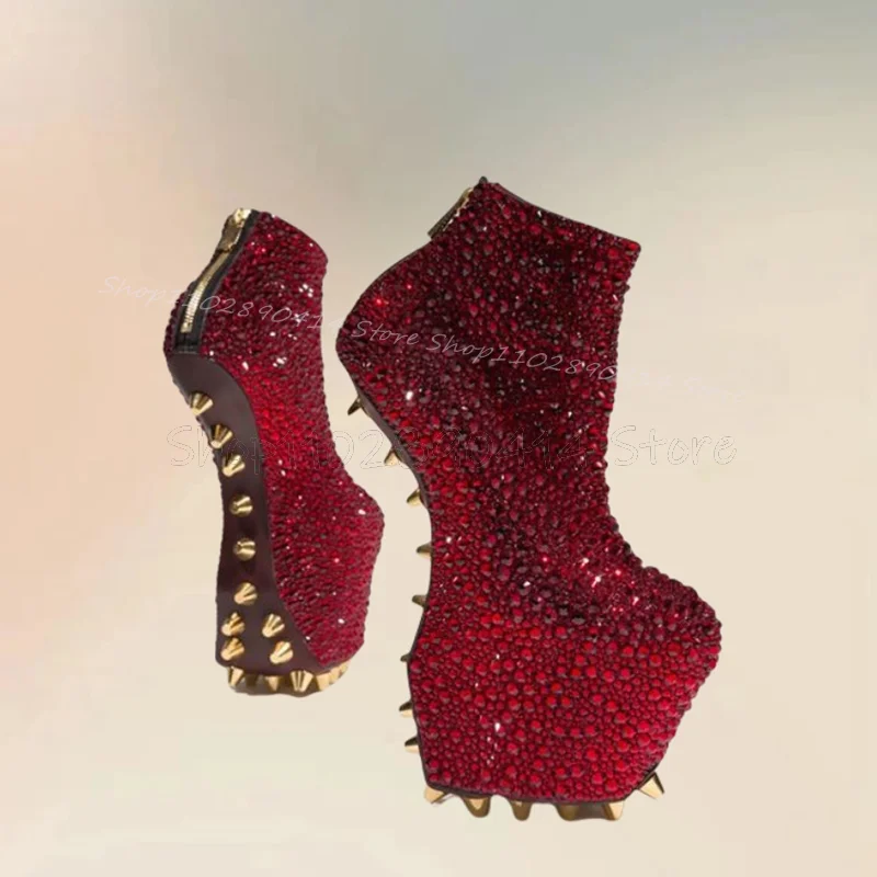 Botas-de-plataforma-con-remaches-de-diamantes-de-imitaci-n-rojos-Para ...