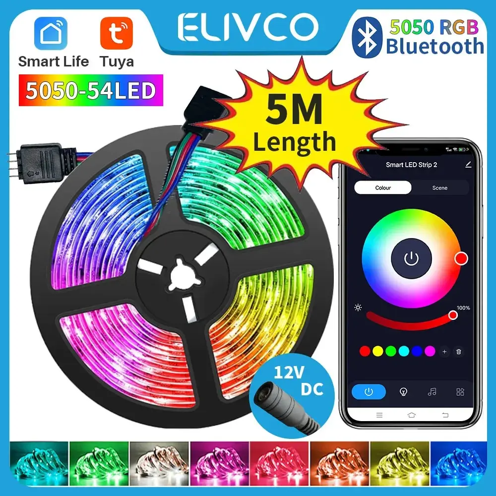Tuya-Smart-Life-LED-Light-Strip-Bluetooth-Control-DC12V-5M-SMD-5050 ...