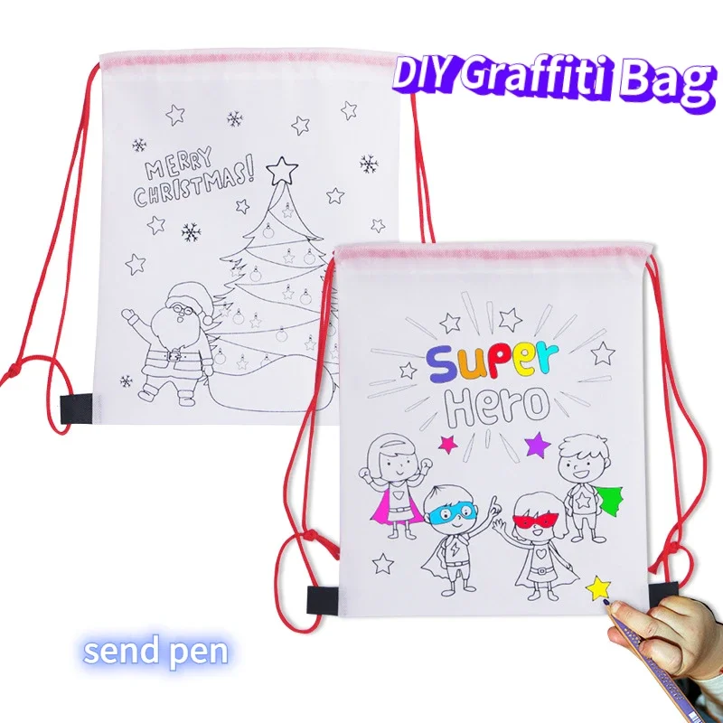DIY-Graffiti-Drawstring-Pocket-Nonwoven-Set-Children-s-Handmade ...