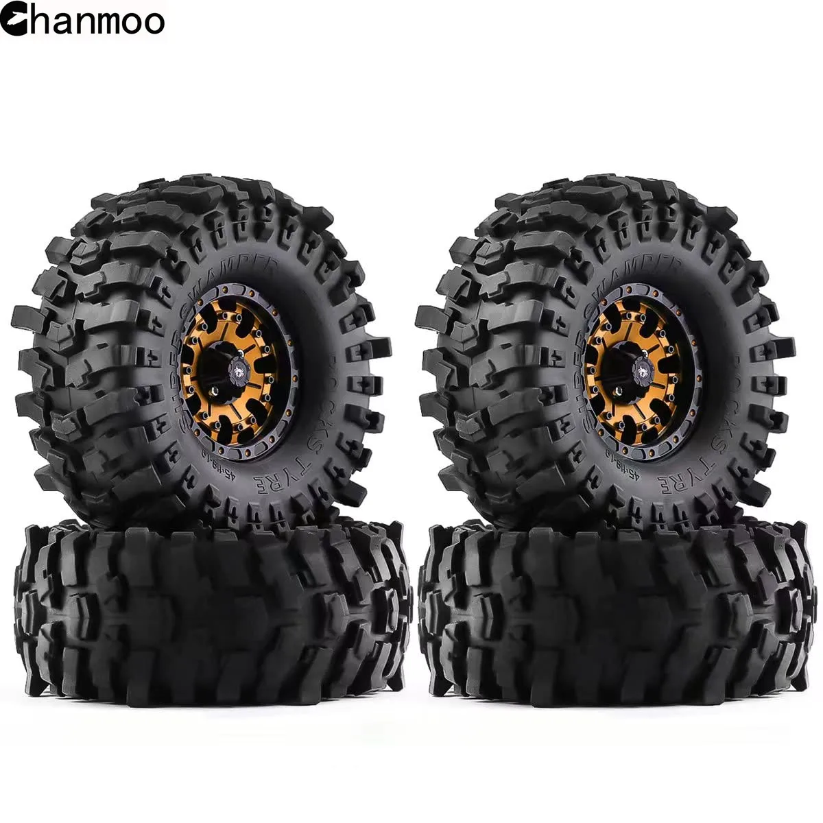 Chanmoo 1/10 RC Crawler Car 1.9 Wheel Rims & Rubber Tires Set for Hsp ...
