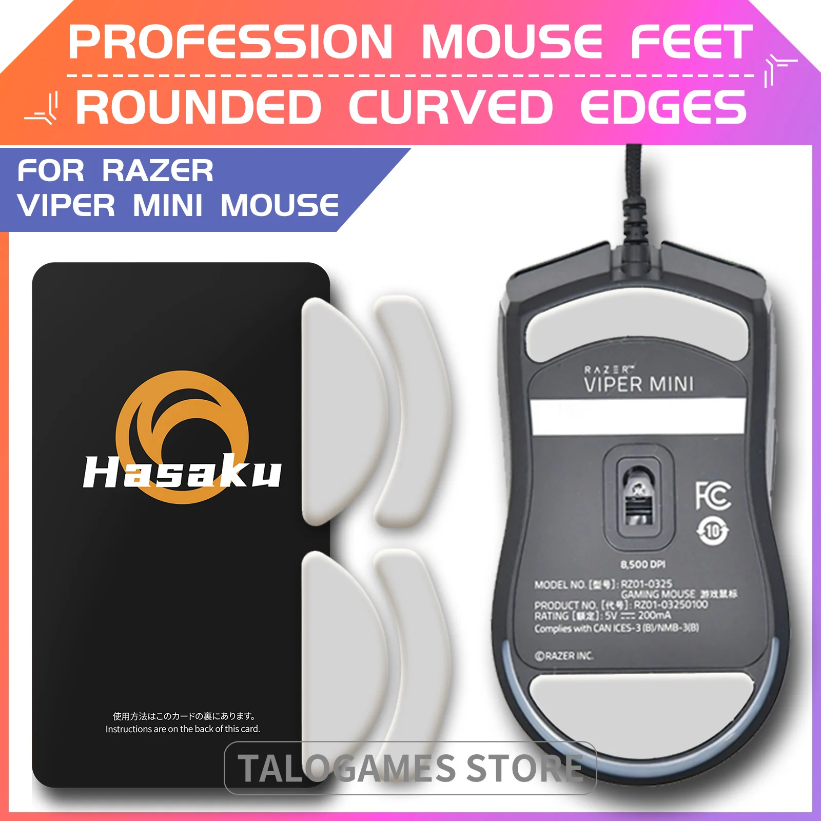 2 Sets HASAKU Rounded Curved Edges Gaming Mouse Feet Skates for Razer ...