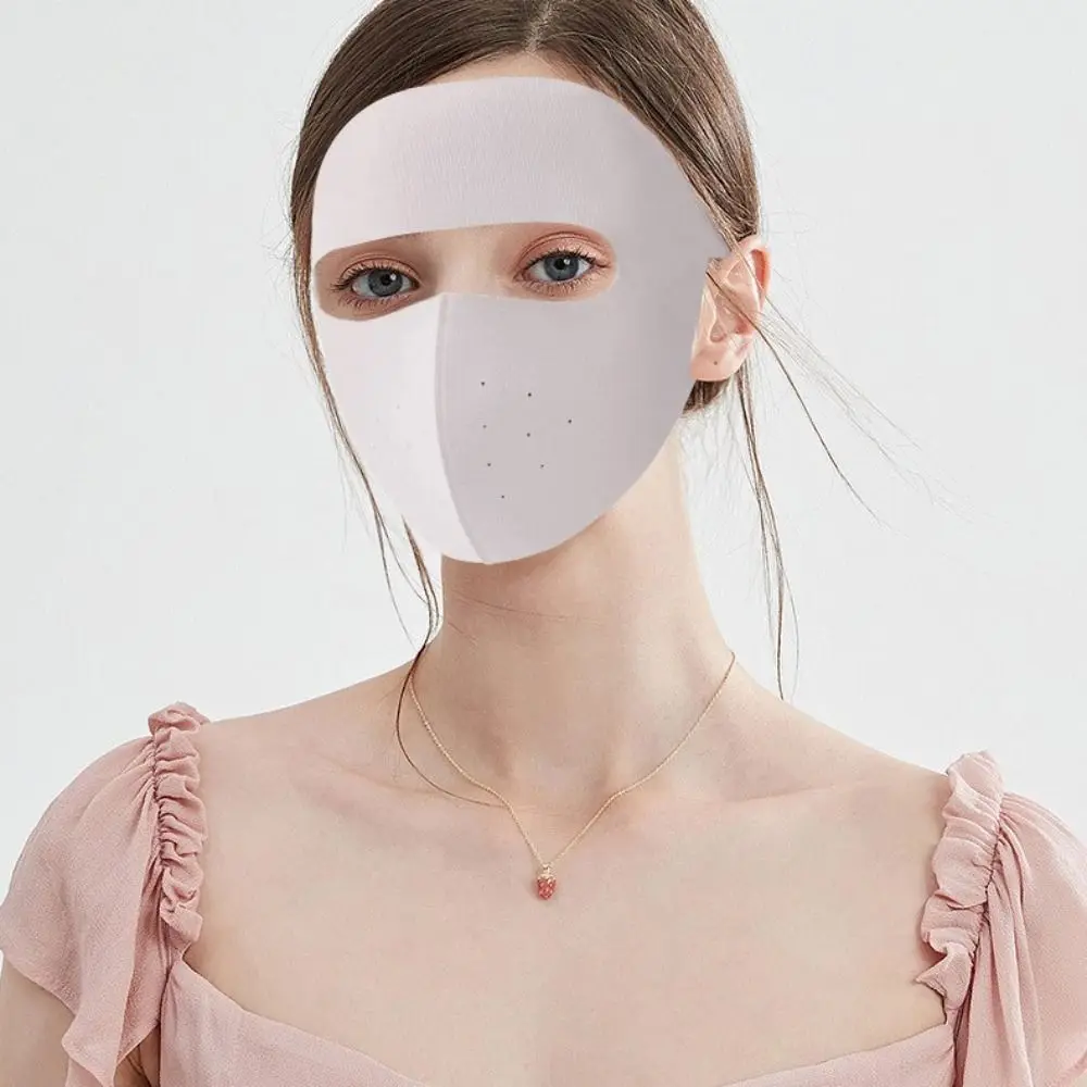 Full Face Sun Protection Mask Summer Ice Silk Sunscreen Mask Forehead ...