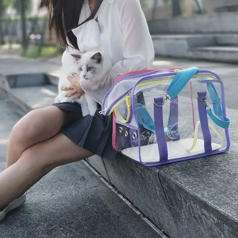 Portable-Large-Capacity-Transparent-Pet-Carriers-Bag-Outdoor-Travel-Diagonal-Cross-Handbag ...