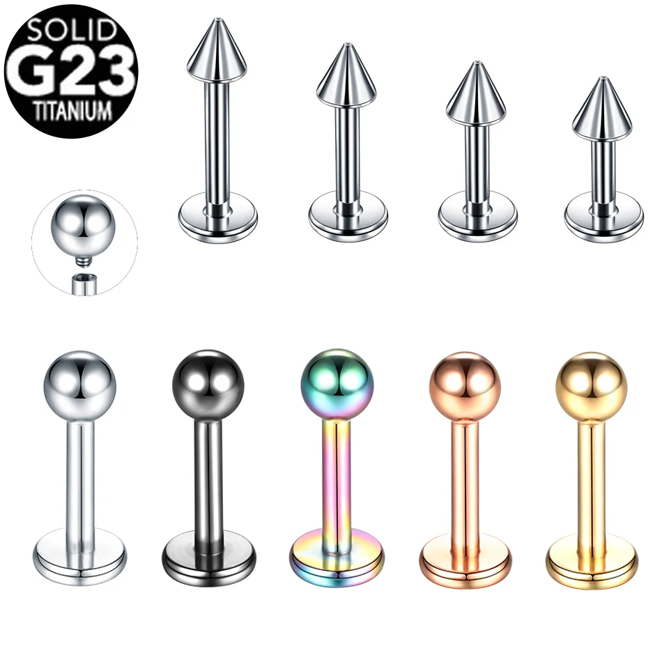 10Pcs-G23-Titanium-Labret-Stud-Lip-Ring-Piercing-Internal-External ...