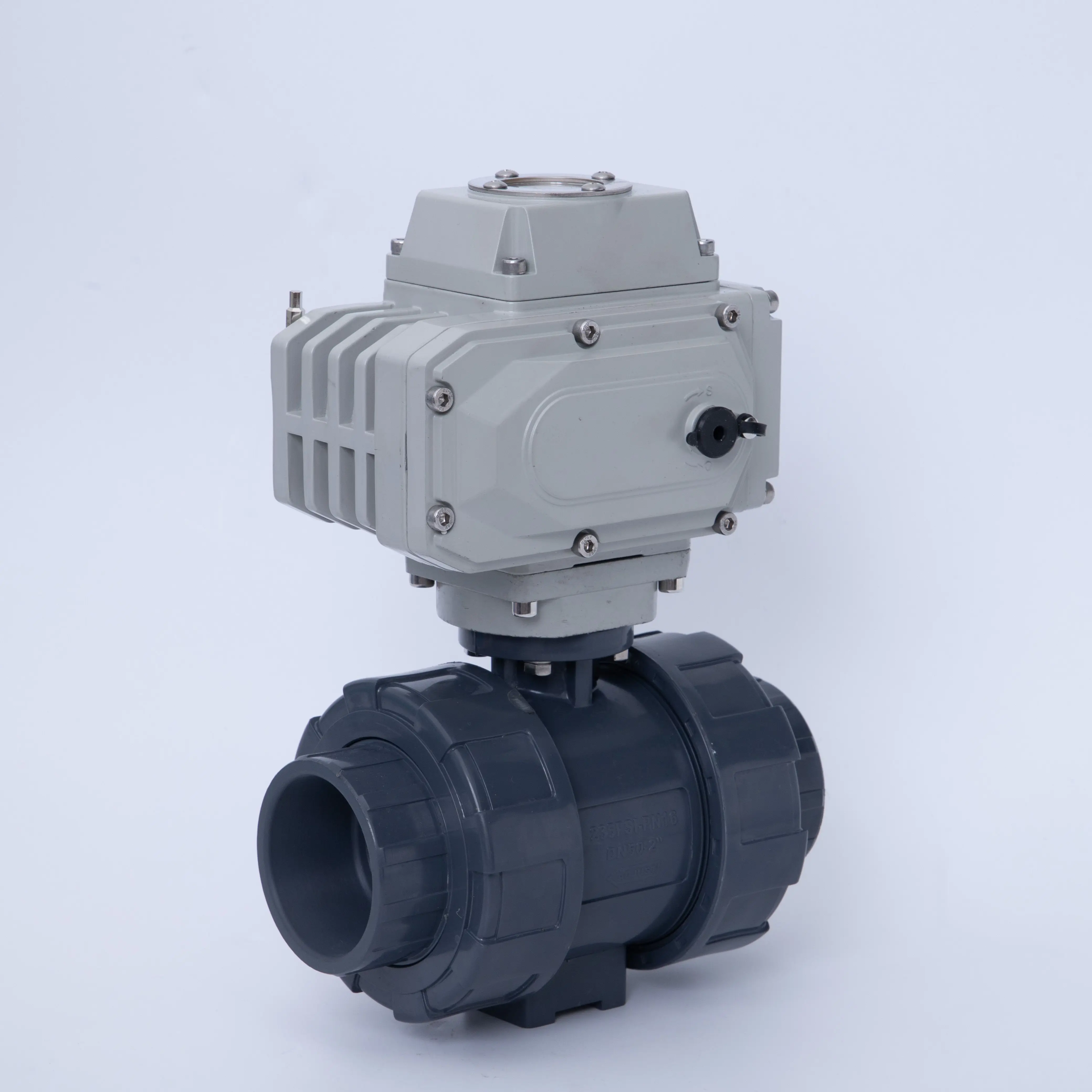 Válvula de bola UPVC motorizada KPL Q961, conexión de unión verdadera, válvula eléctrica para ...