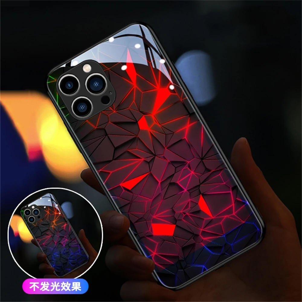 Geometry-Rhombus-LED-Luminous-Case-For-iPhone-15-14-13-12-11-Pro-Max-X ...