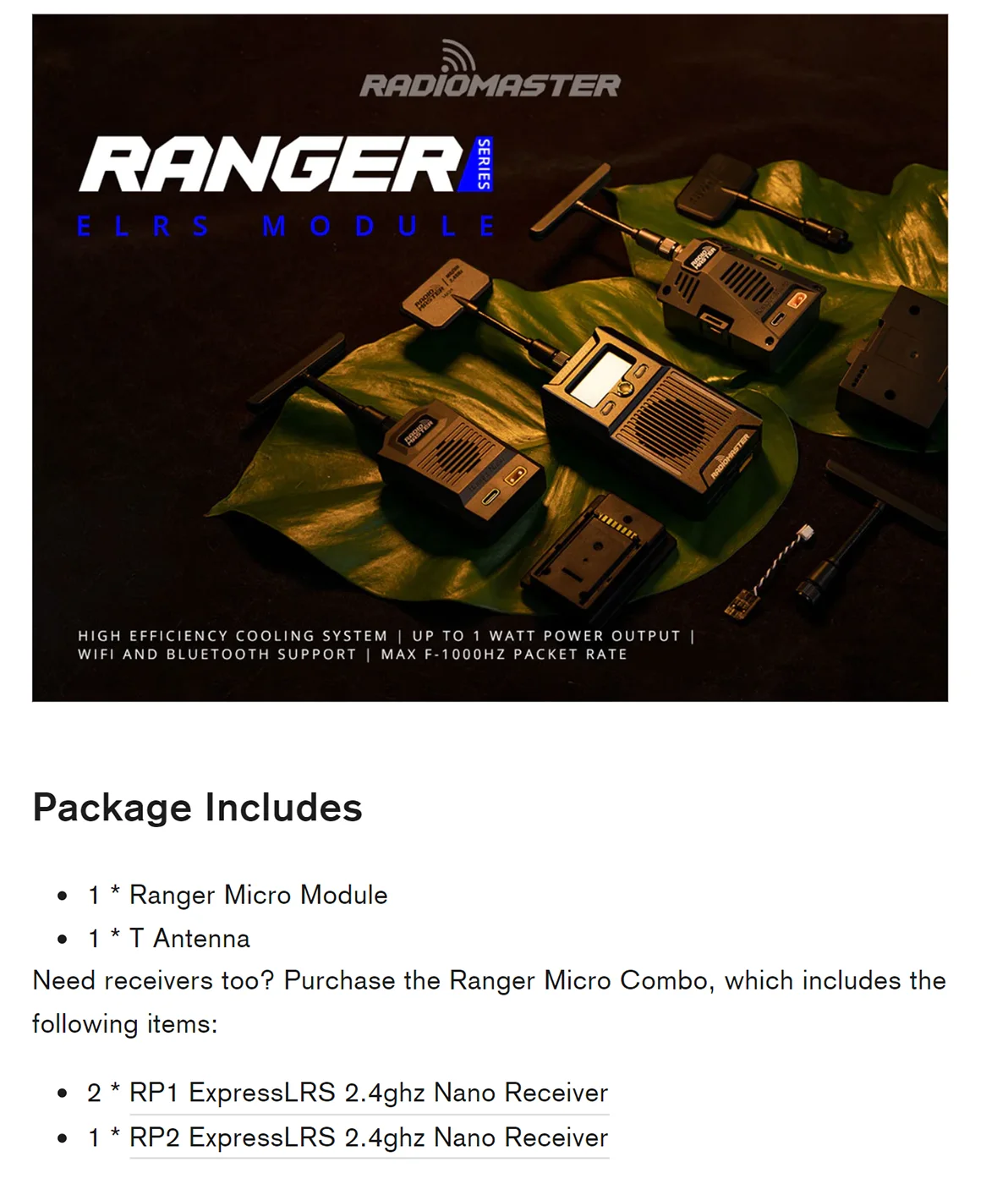 2.4GHz ExpressLRS Module RadioMaster Ranger 2.4GHz ELRS Module Combo ...