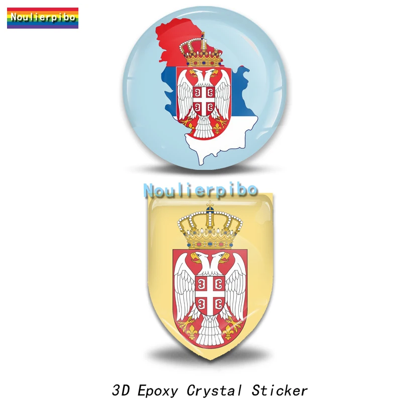 3D Epoxy Dome Car Sticker Serbia Flag National Emblem Map Vinyl Stereo ...