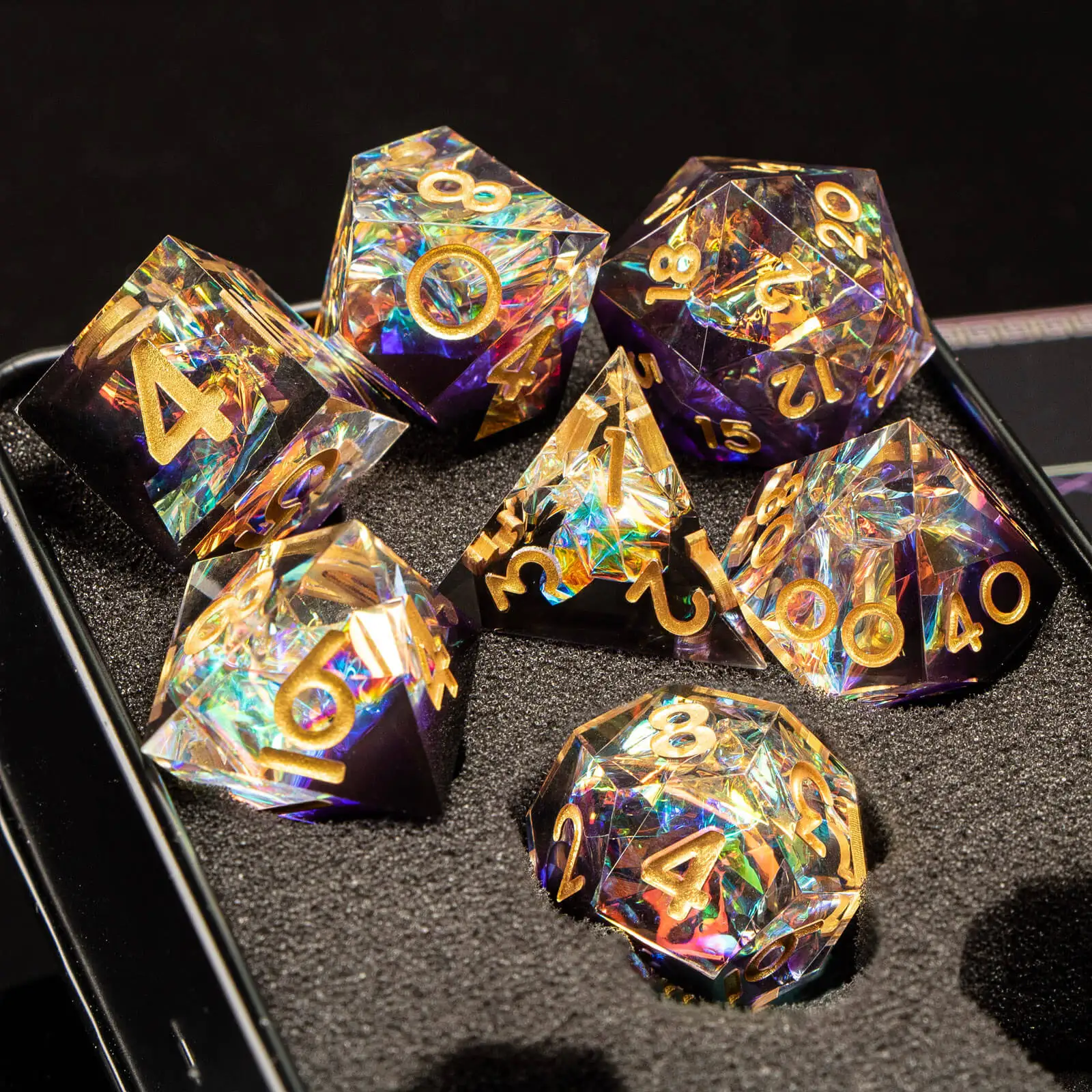 Resin Sharp Edge Dice Set DND, Handmade Lightning D and D Dungeon and ...