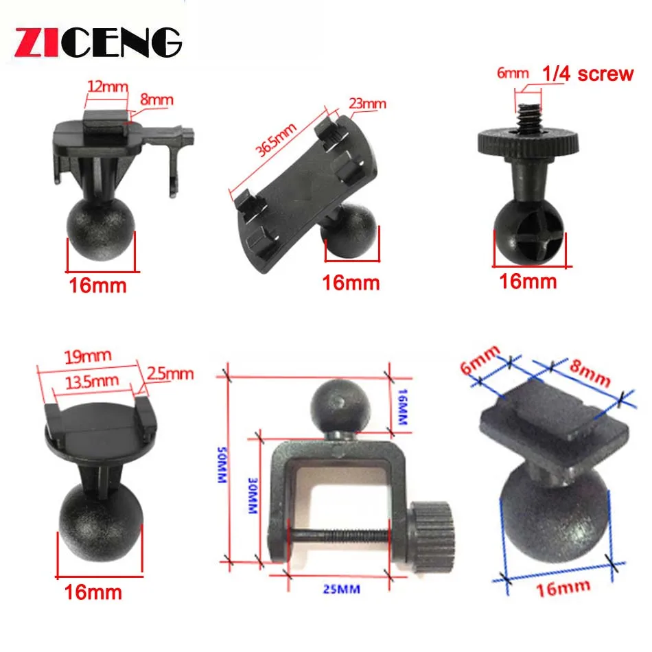 6-Types-Option-16mm-Ball-Joint-for-Dash-Cam-Bracket-Interface-Suction ...