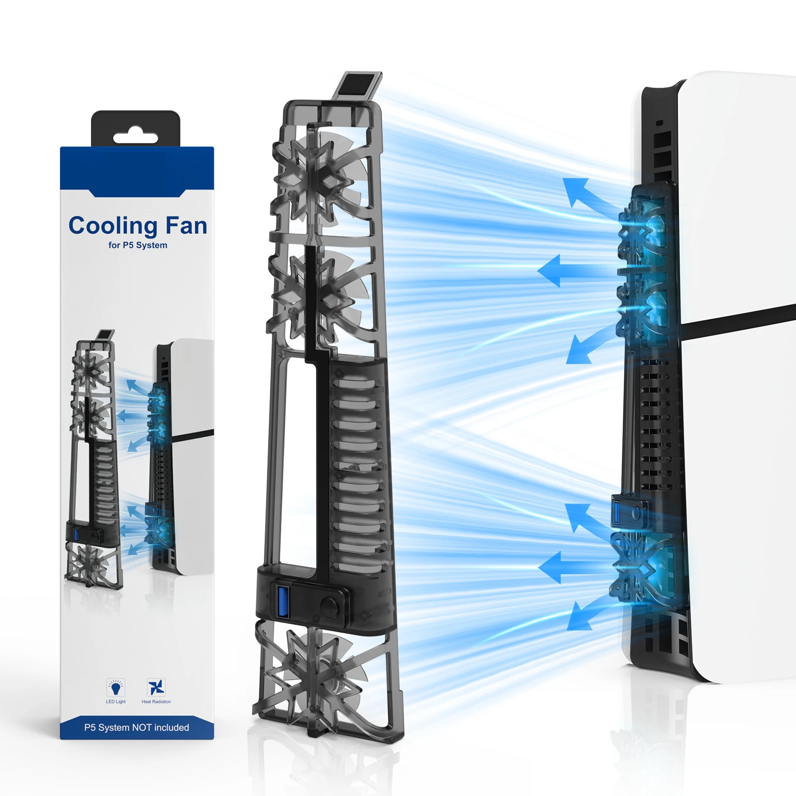 For-PS5-Slim-Cooling-Fan-With-RGB-Light-3-Cooling-Fans-High-Efficient ...