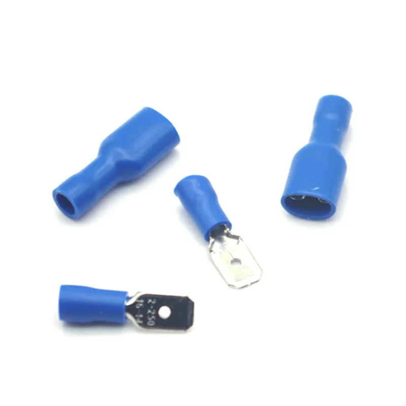 50PCS-25pairs-FDFD2-250-BLUE-16-14AWG-Insulated-Spade-Crimp-Wire-Cable ...