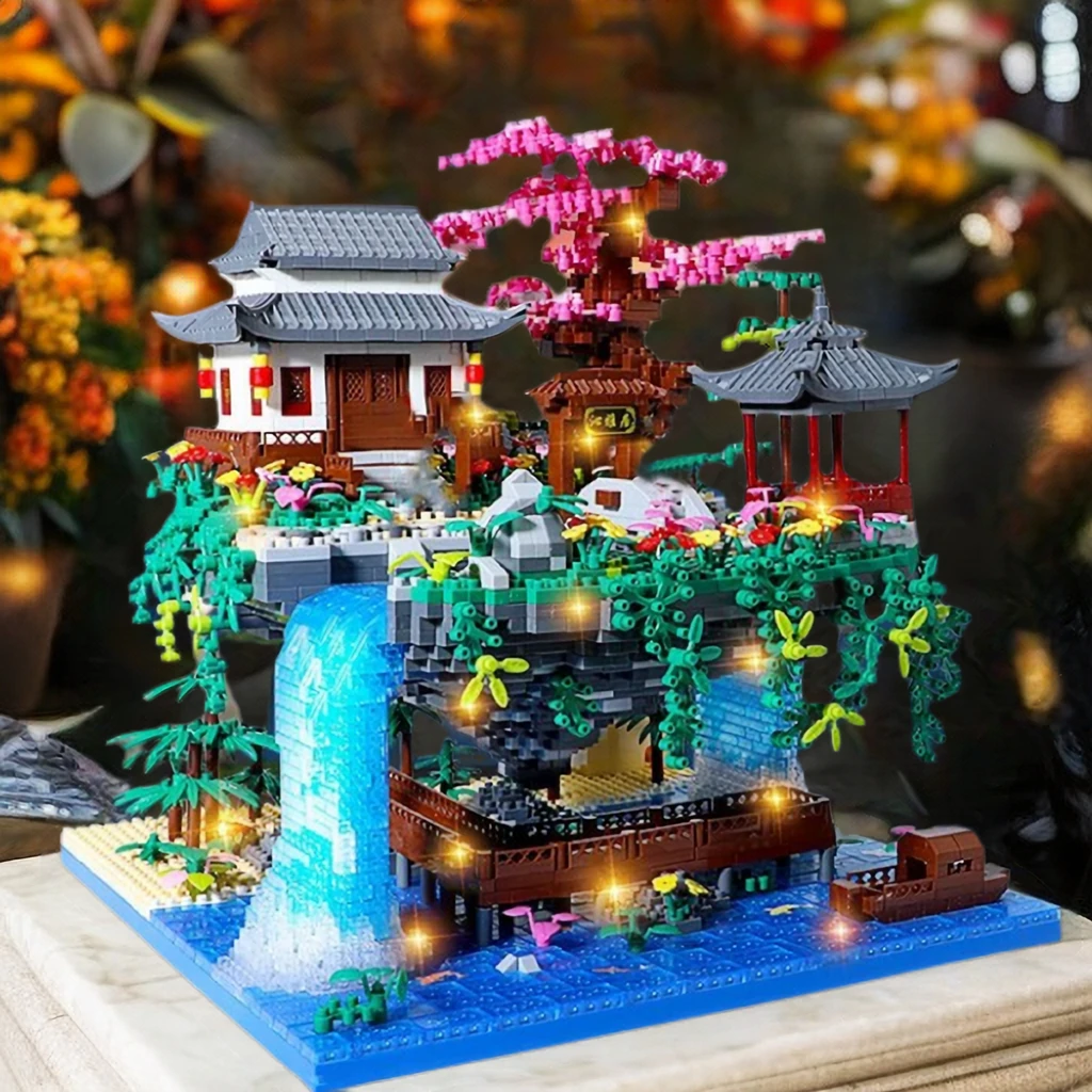 City-Architecture-Peach-Blossom-Pond-Castle-Sakura-Tree-House-Micro ...