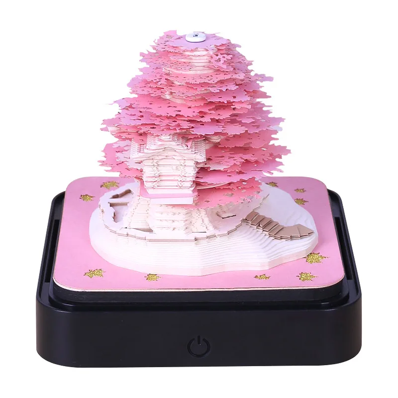 3D-Panoramic-Romantic-Sakura-Tree-House-Notepad-Calendar-2024-3D-Three ...